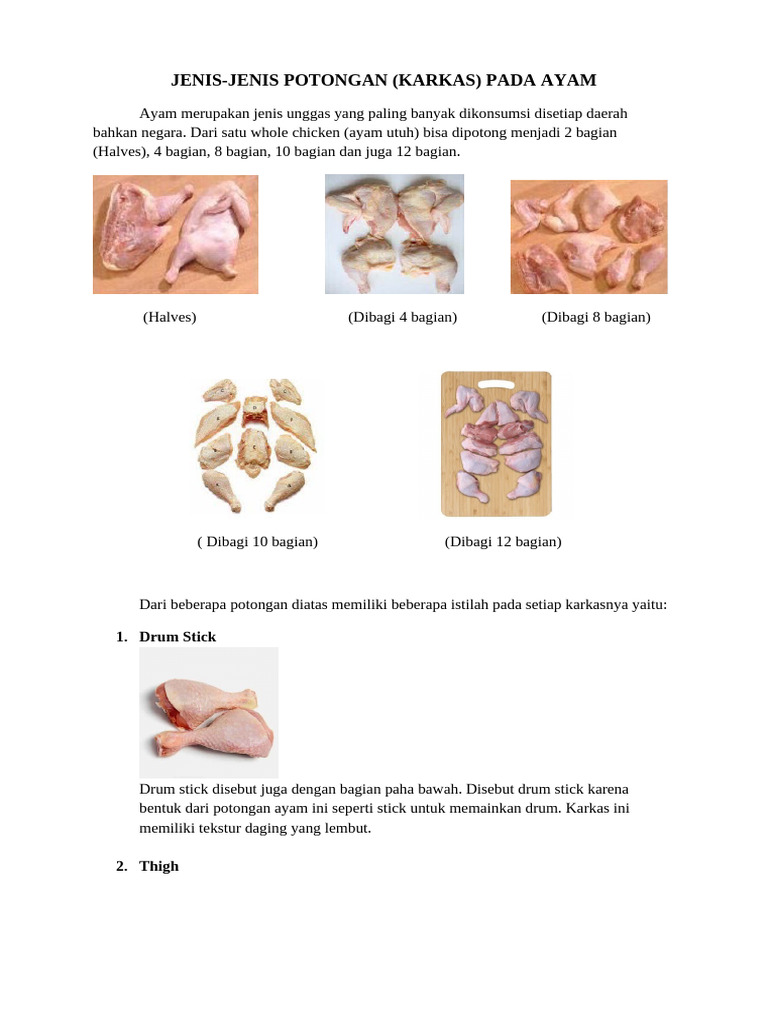 Karkas Ayam-Tugas Dasar Boga | PDF