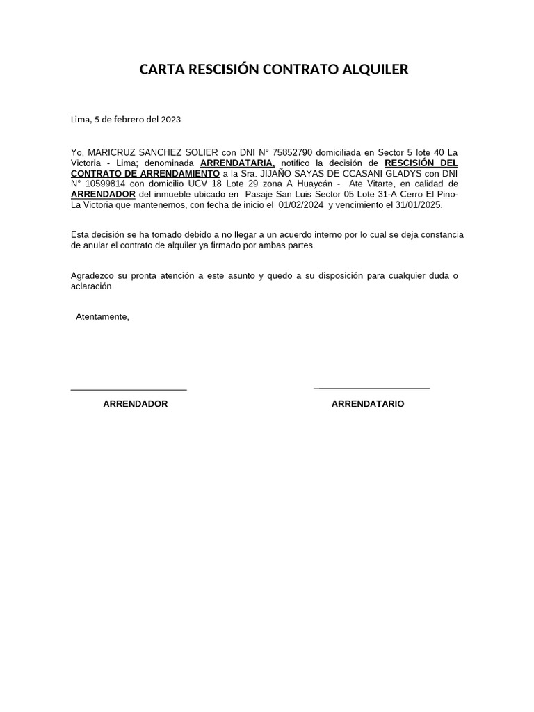 Modelo De Rescision De Contrato Modelo De Rescision D Vrogue Comodelo ...