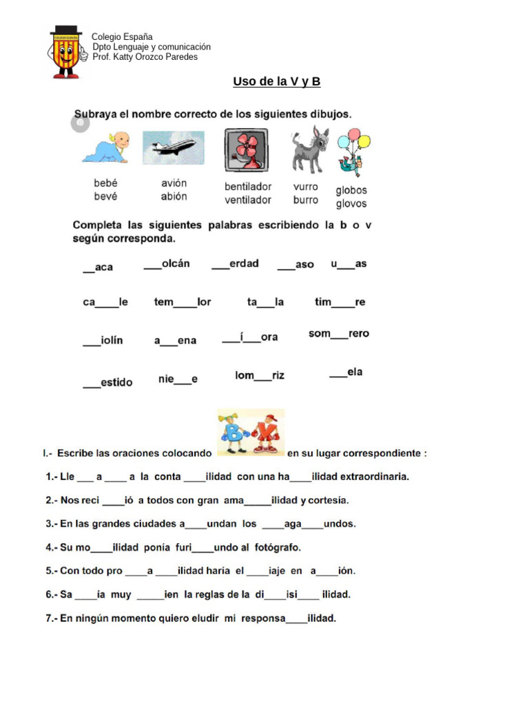 Uso de la V y B | PDF