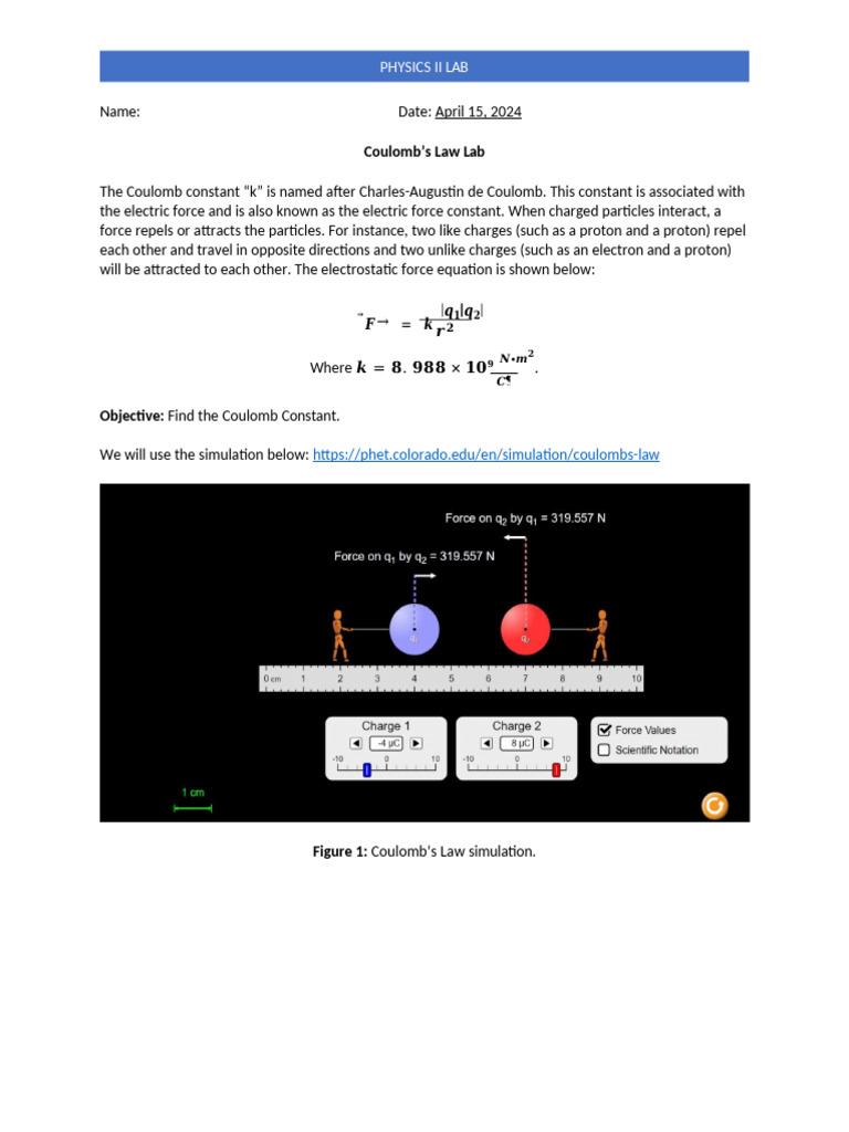 Patrice Edwards Coulombs Law PHET | PDF