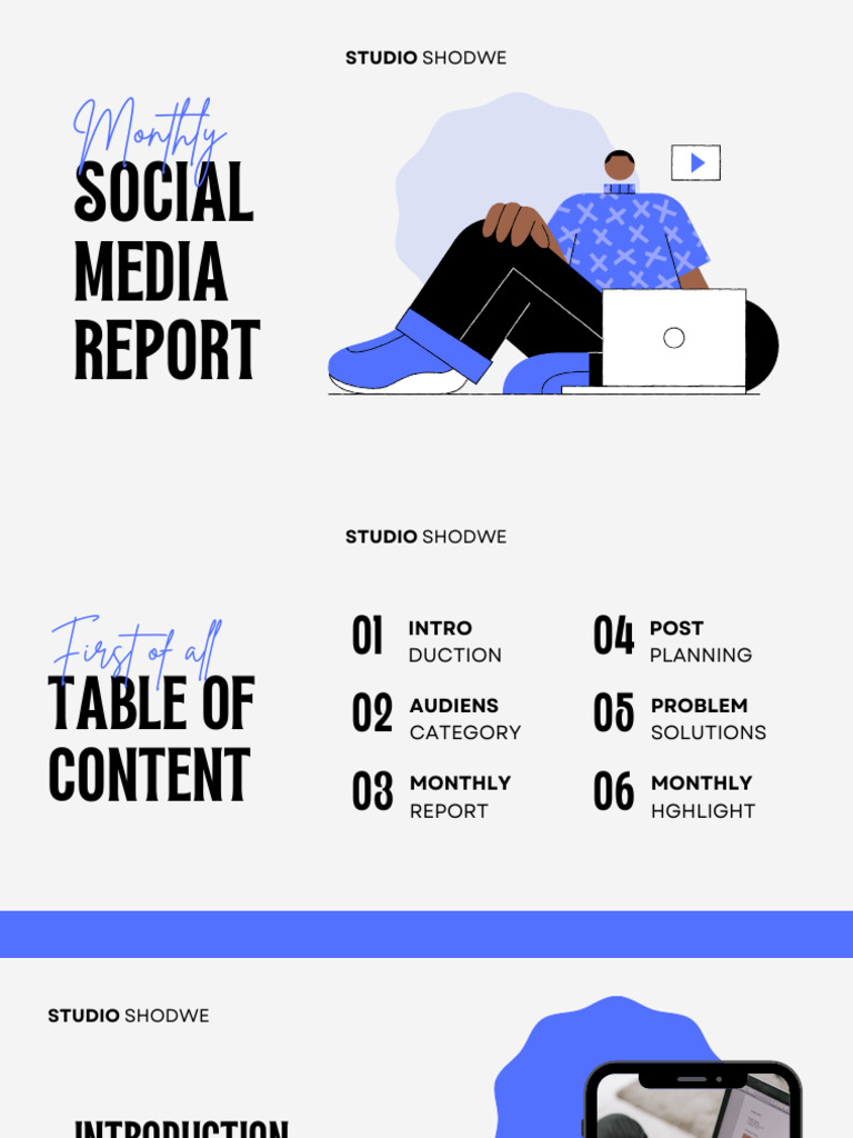 Blue Illustrated Social Media Report Presentation | PDF