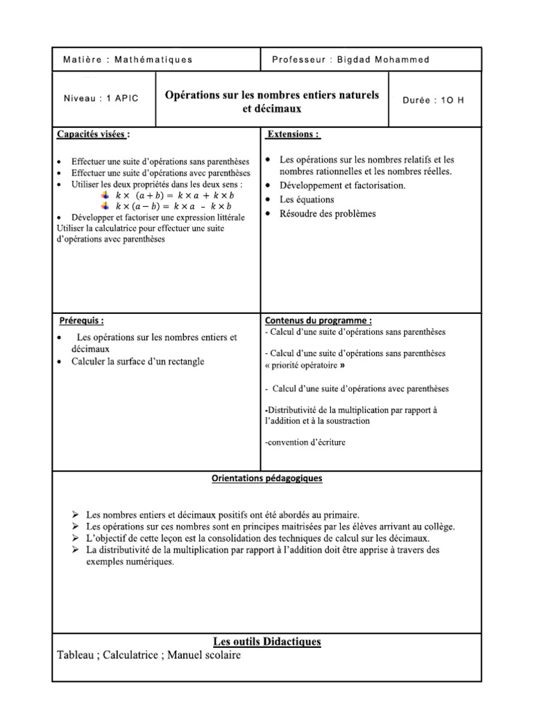 Fiche 1 1apic | PDF