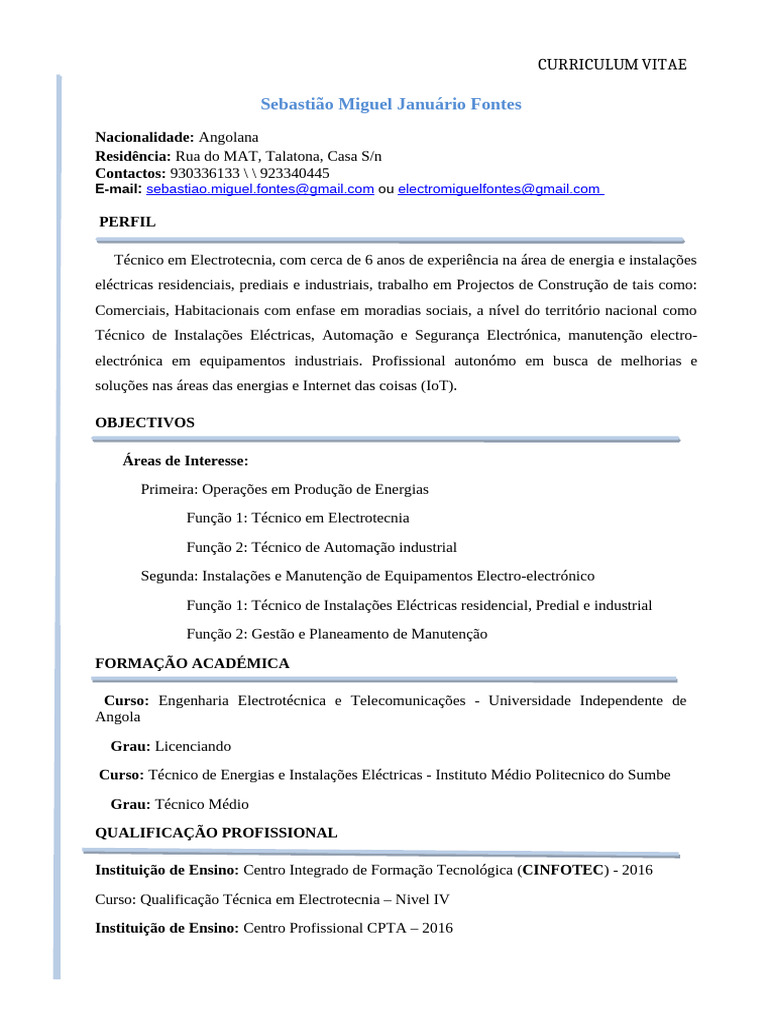 MIGUEL CV Atualizado 2022 | PDF