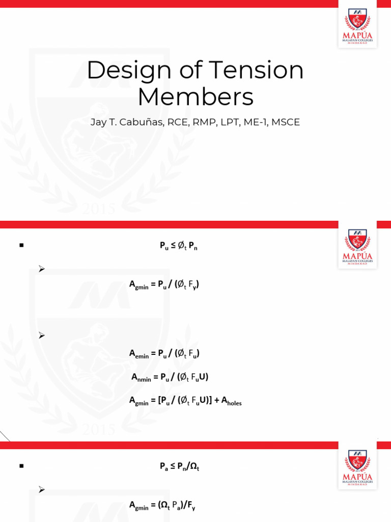 LECTURE 3B Design of Tension Members | PDF