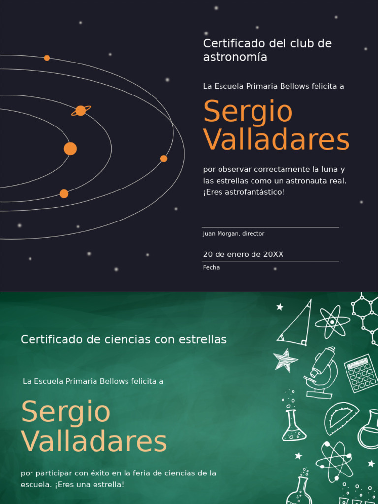 Certificados de Reconocimiento para Estudiantes | PDF