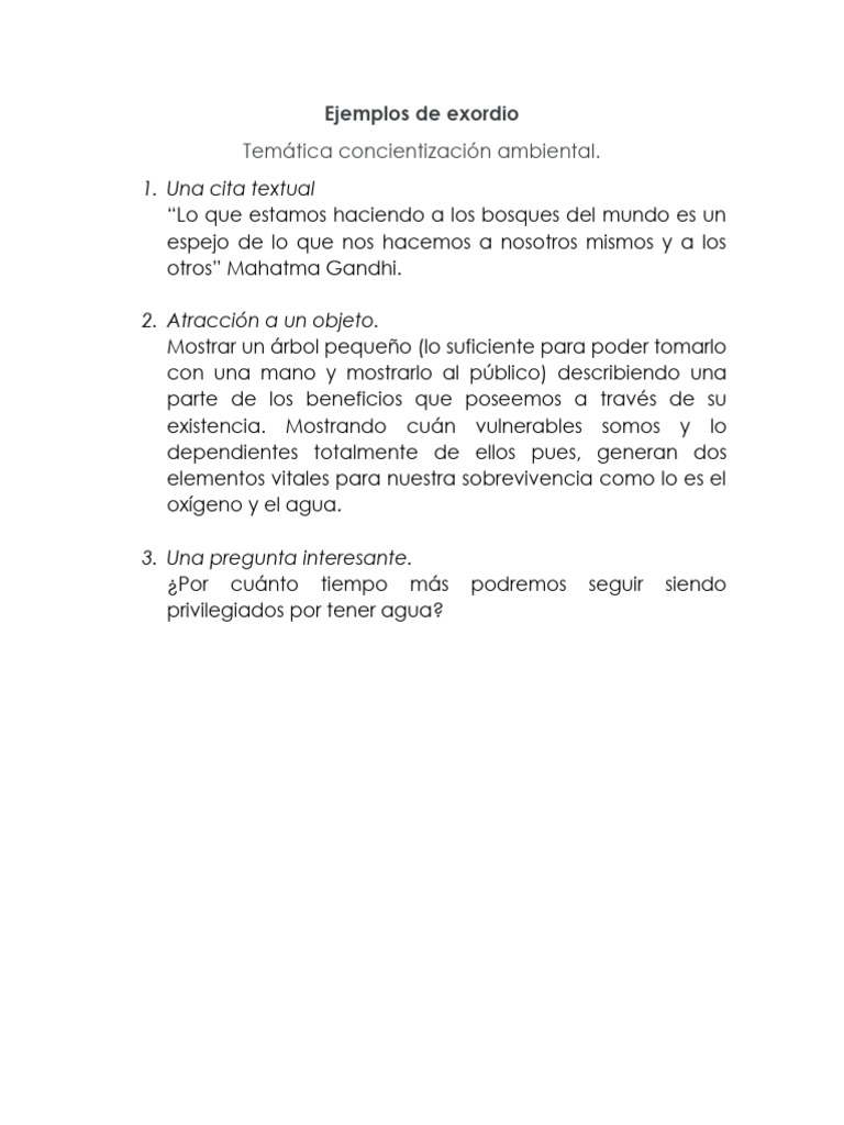 Ejemplos de Exordio | PDF