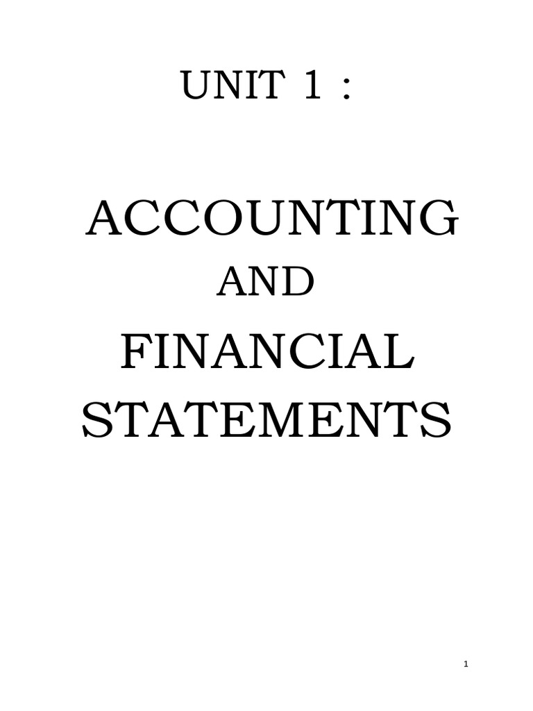 Unit 1 - Accounting and Financial Statements | PDF