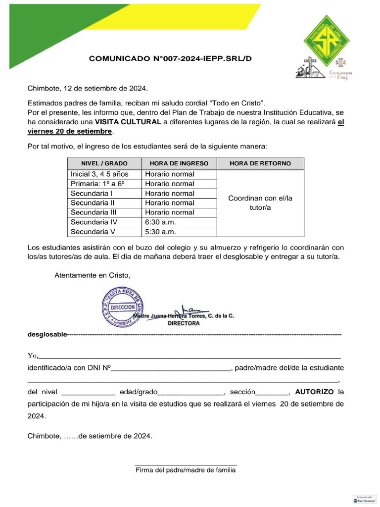 COMUNICADO 007-2024 Visita Cultural | PDF