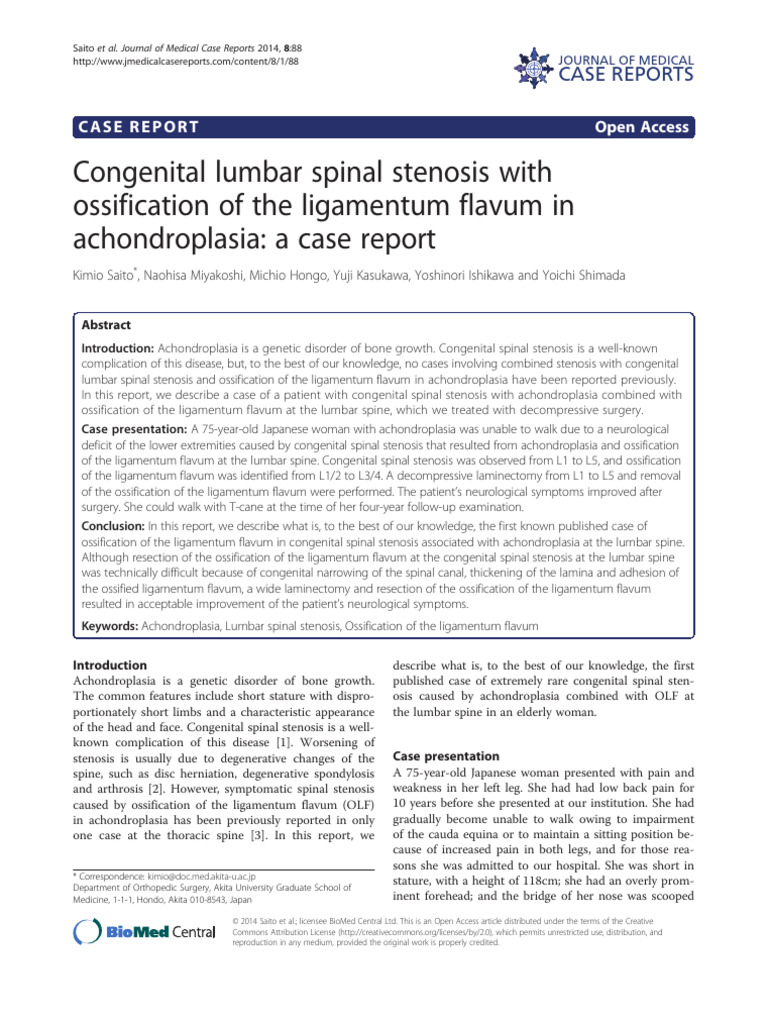 Congenital Spinal Stenosis | PDF | Vertebral Column | Foreign Language ...