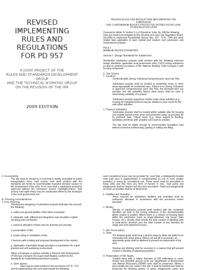 PD 957 | Download Free PDF | Sanitation | Sanitary Sewer