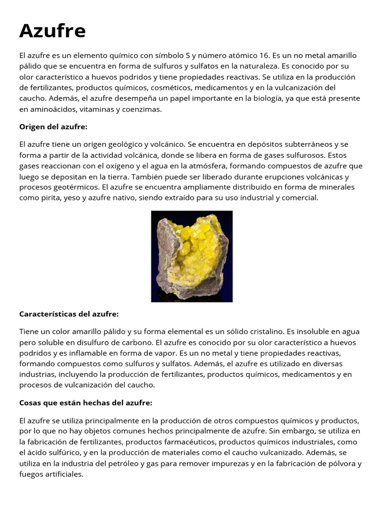Azufre | PDF