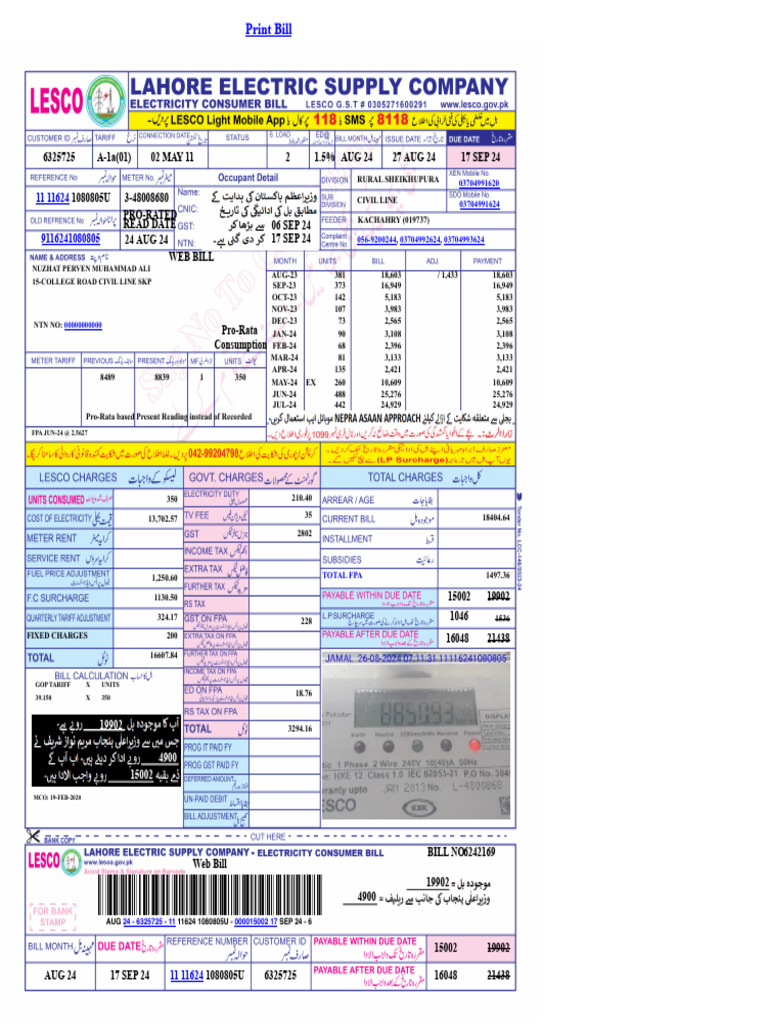 Lesco - Web Bill | PDF