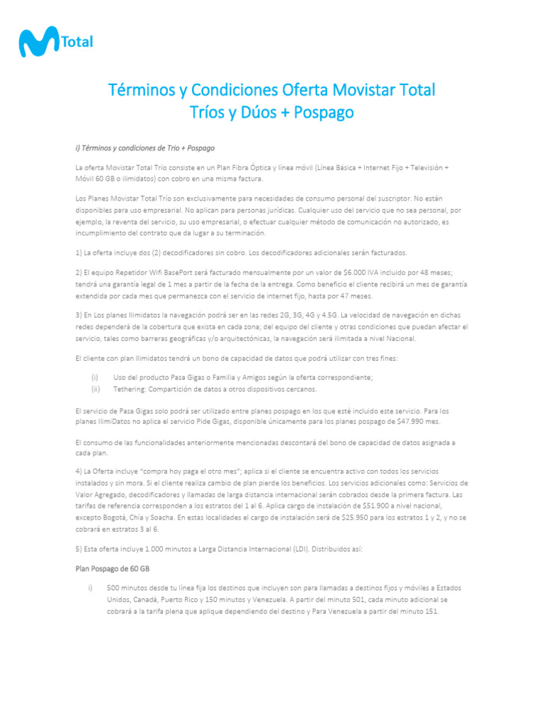 TyC Oferta Movistar Total Integrada | PDF