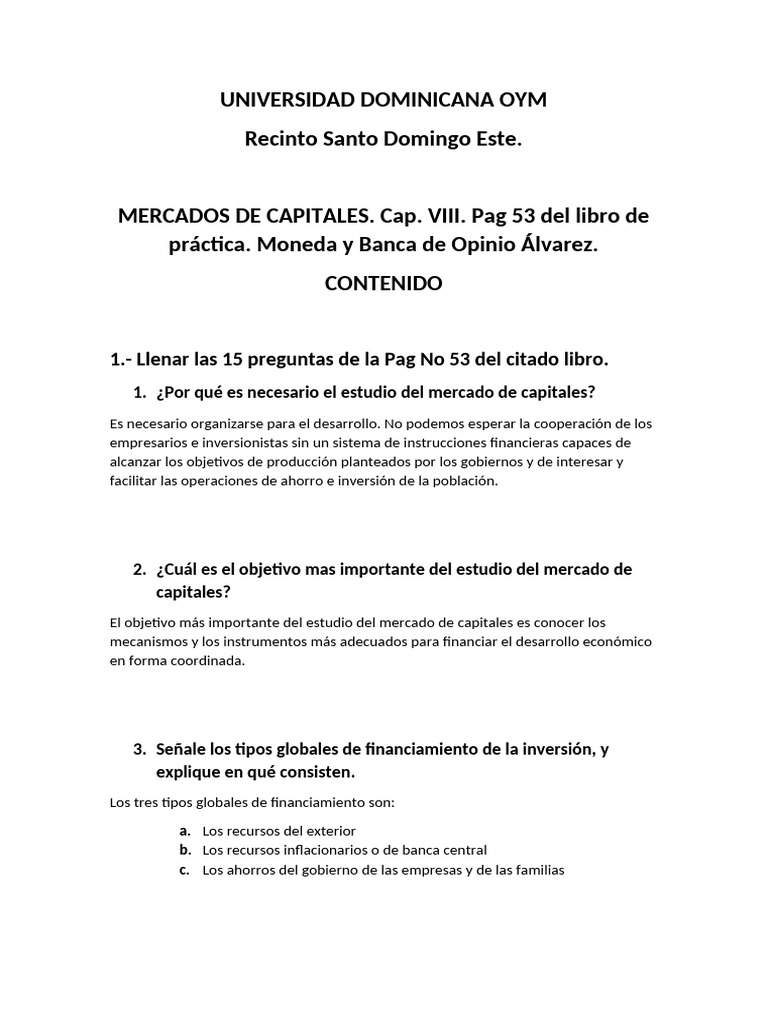 Practica No 4 de Moneda y Banca.. Mercados de Capitales | PDF | Bancos | Negocios