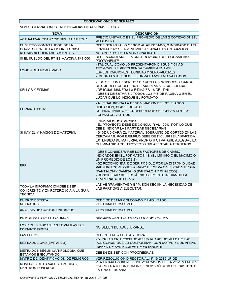 OBSERVACIONES GENERALES | PDF