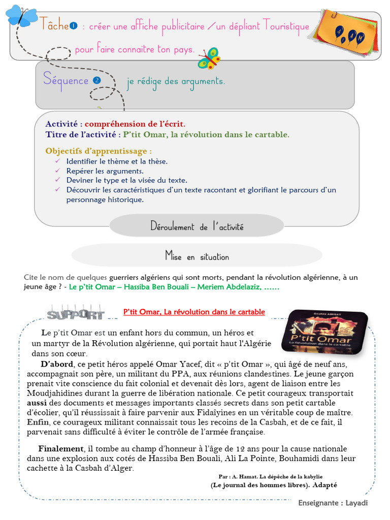 4eAM Compréhension de l'écrit-P'tit-Omar-2021 | PDF