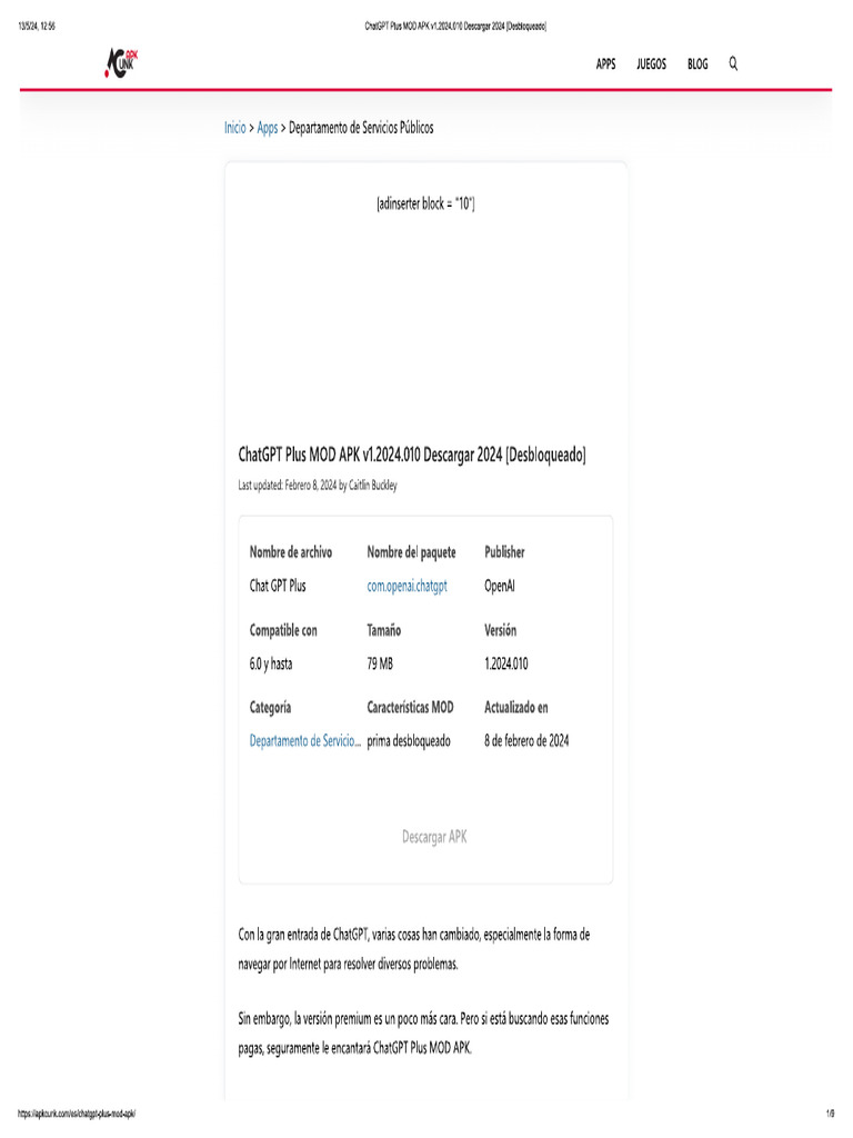ChatGPT Plus MOD APK v1.2024.010 Descargar 2024 (Desbloqueado) | PDF
