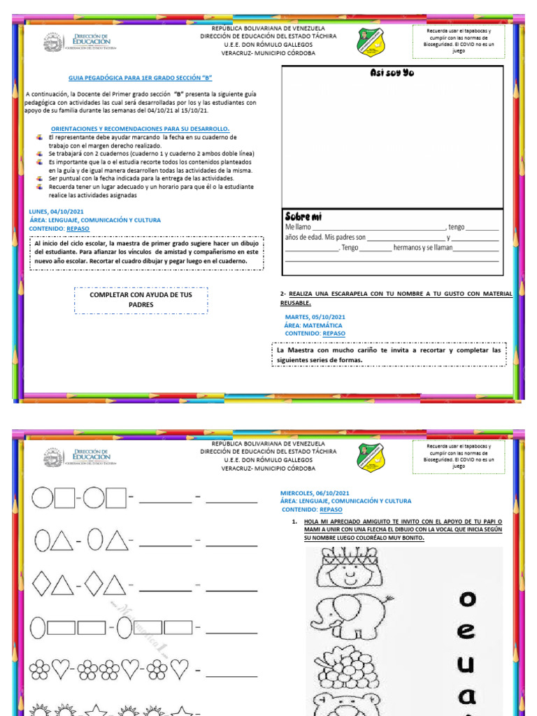 1ero B Alida Primera Guia | PDF