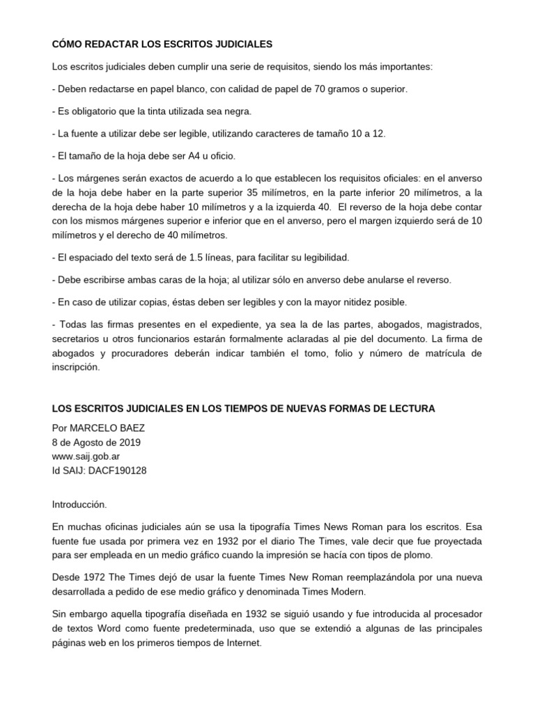 Escritos Judiciales Forma y Tipografía | PDF