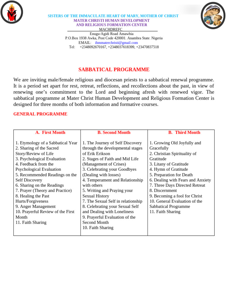 Revised Sabbatical Programme | PDF