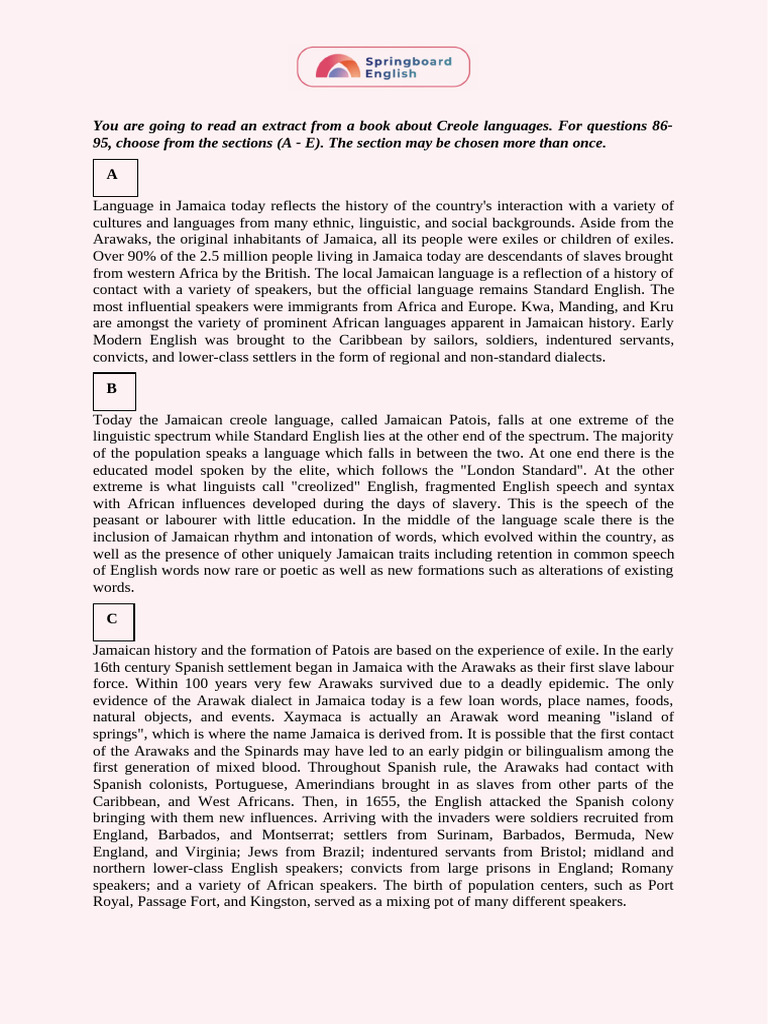 (Springboard Exercises) Reading File - Multiple Matching No.1 | PDF