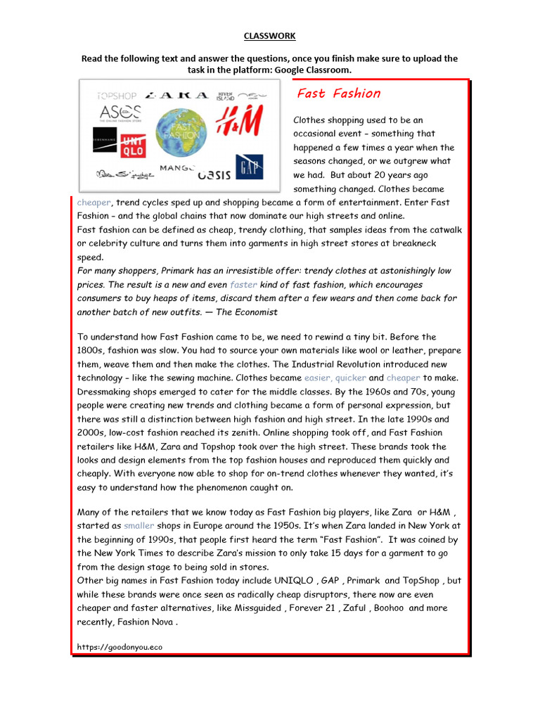 Fast Fashion Reading | PDF
