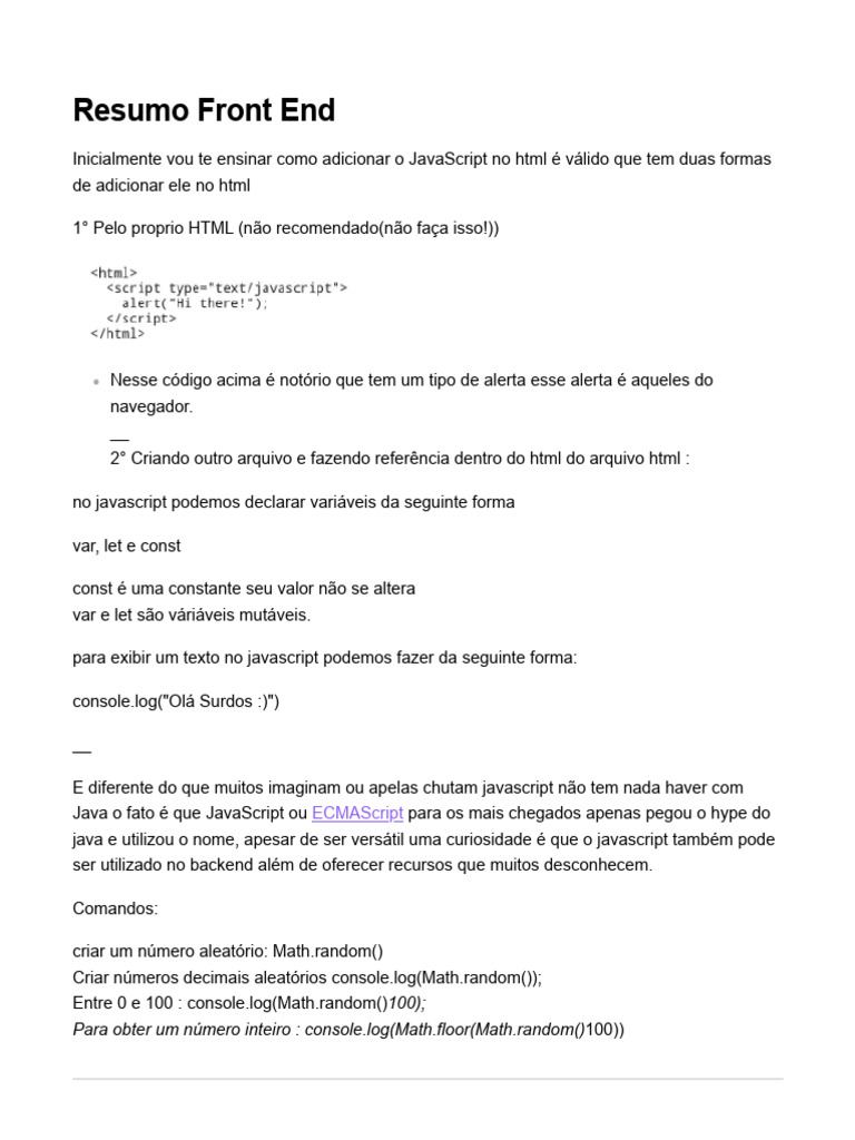 Resumo de Cria - Front End | PDF