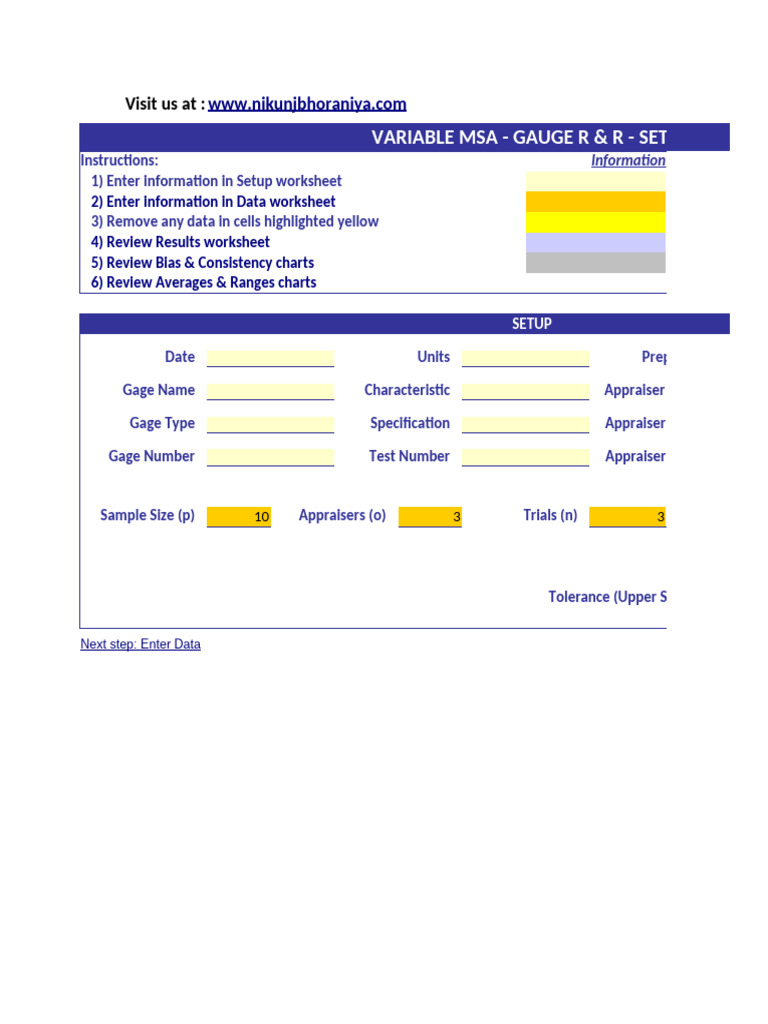 GRR Study MSA Template | PDF