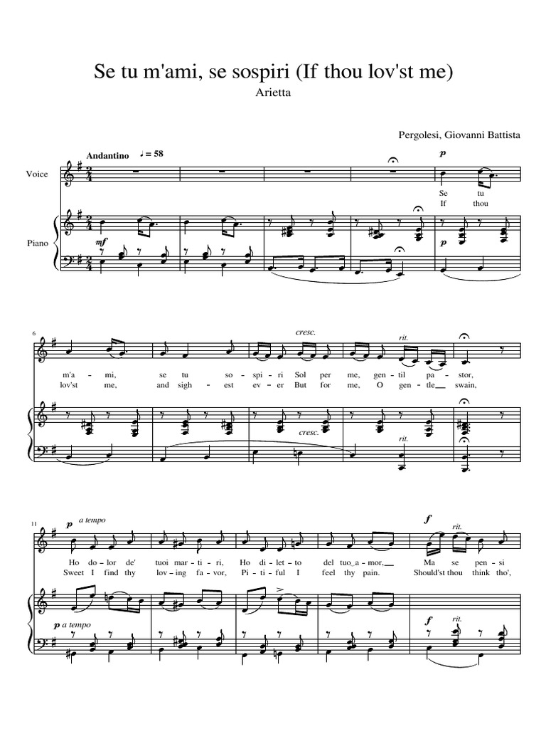 Se Tu Mami Se Sospiri If Thou Lovst Me | PDF