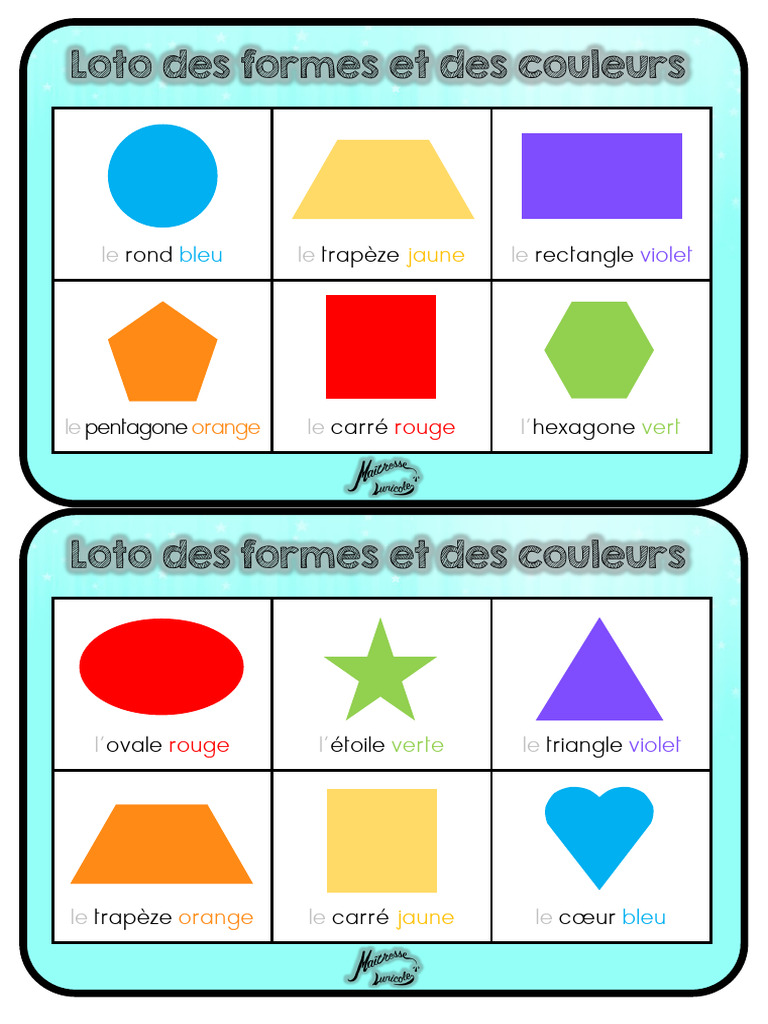 Loto Des Formes Et Des Couleurs Niveau 4 | PDF