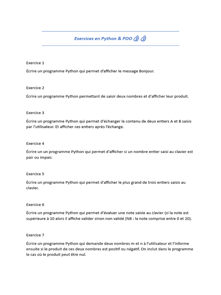 Exercices en Python | PDF
