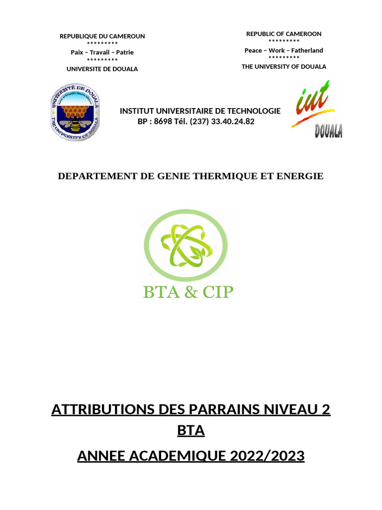 Attribution Parrain BTA 2 | PDF