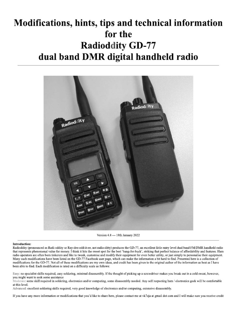 Radioddity GD-77 Modifications | PDF