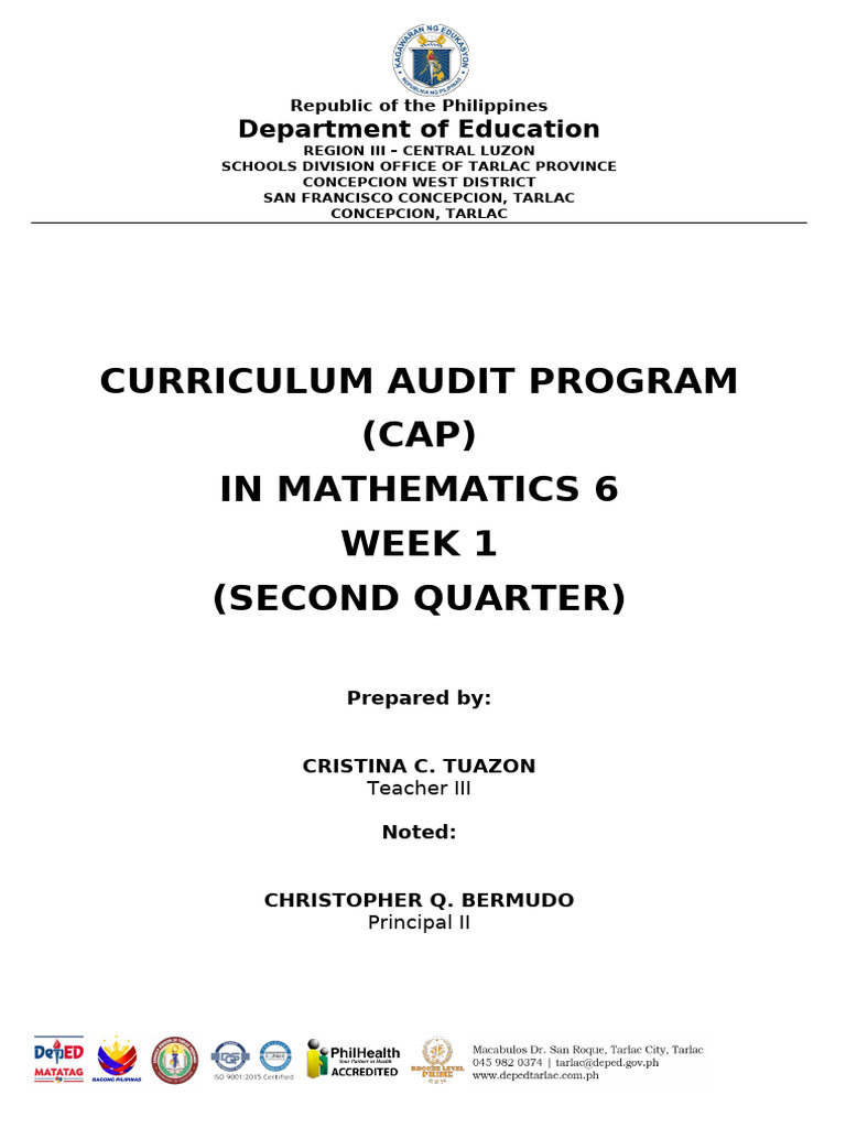 Cap Tool in Math 2ND Quarter | PDF