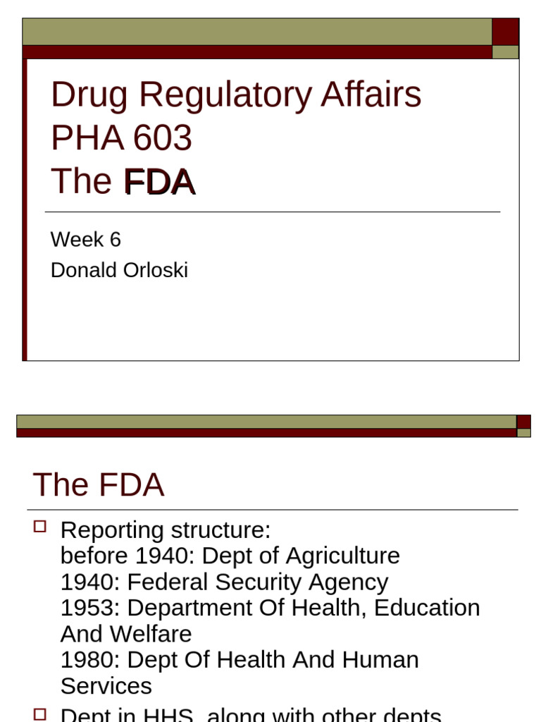 PHA 603 Week 6 FDA | PDF
