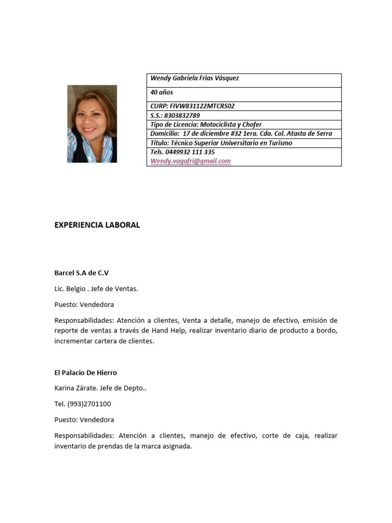CV. Wendy Gabriela Frías Vázquez | PDF