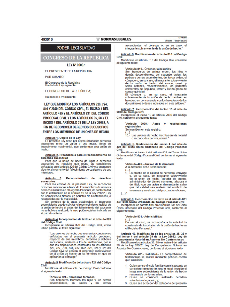 Ley 30007 Peru | PDF