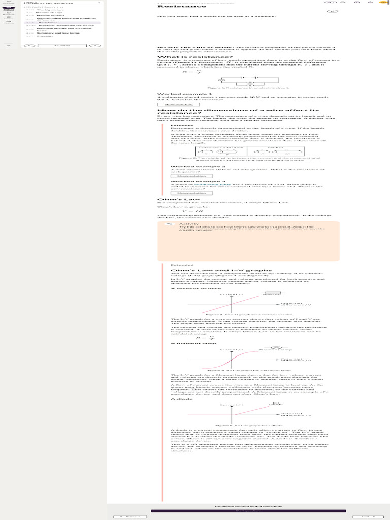 Resistance - Cambridge IGCSE™ Physics FE2023 | PDF