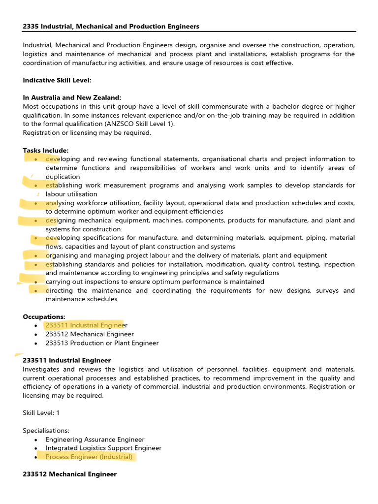 Production or Plant Engineer | PDF