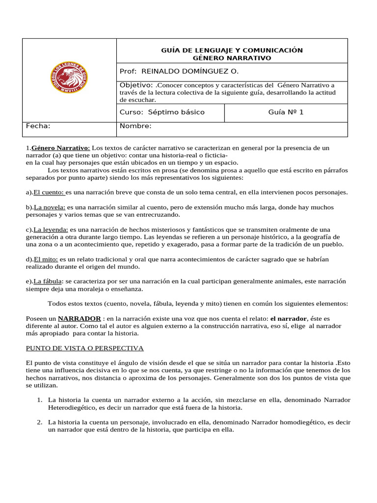 Guía Leng 7mo Narrativo | PDF