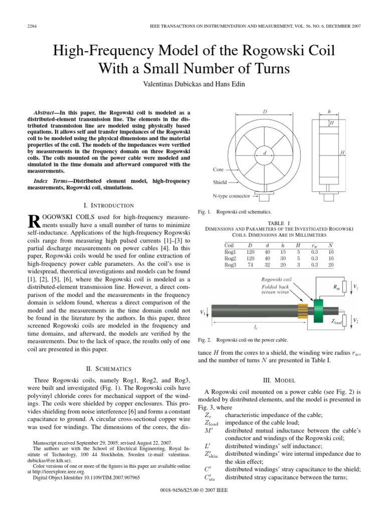 High Frequency Model of The Rogowski Coil With A Small Number of Turns ...