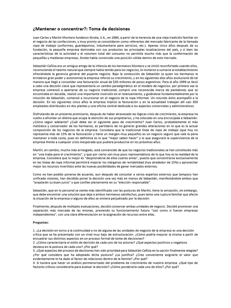 Mantener o Concentrar | PDF