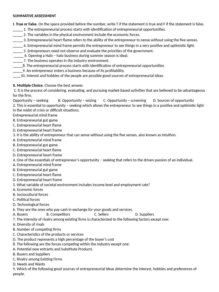 Summative Assessment Document | PDF