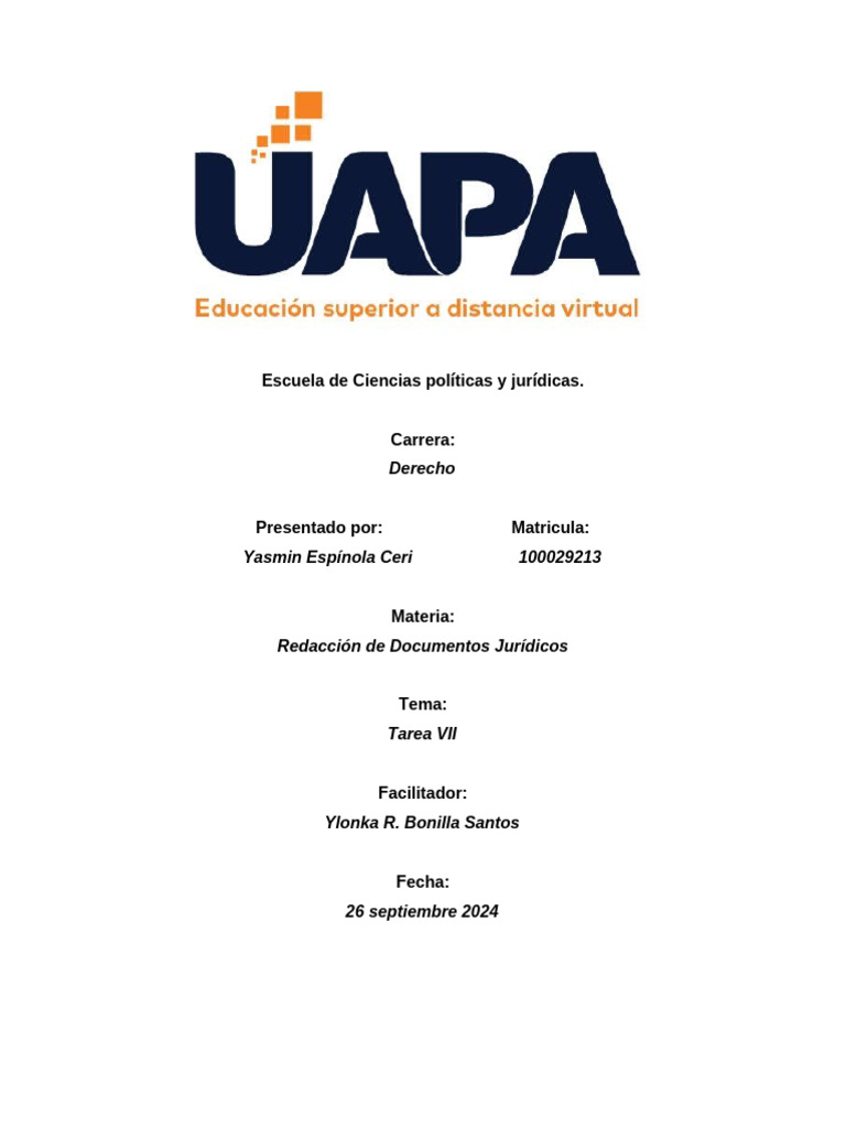 Tarea VII Redaccion de Documentos Juridicos | PDF