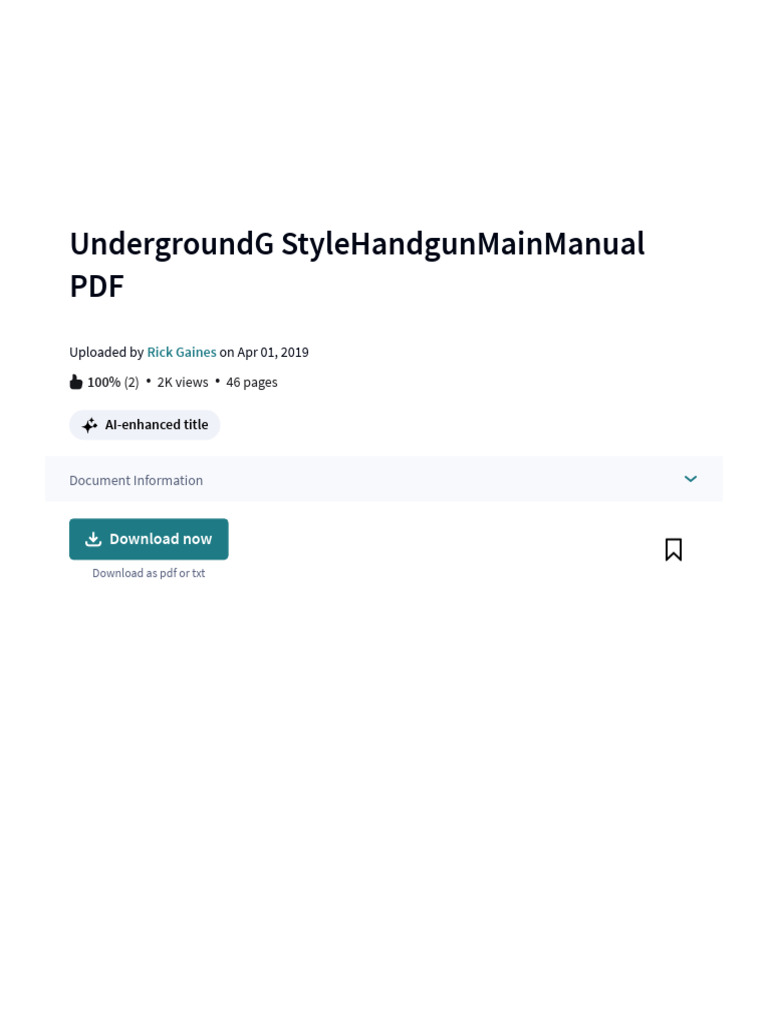 UndergroundG StyleHandgunMainManual PDF | PDF | Handgun | Firearms | PDF