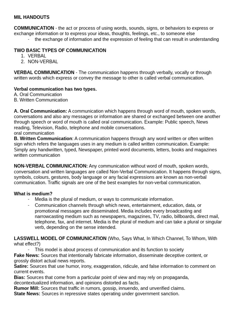 MIL-Handouts-FINAL | PDF