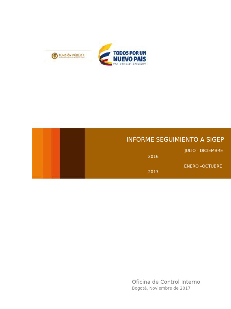 Informe Seguimiento A SIGEP Julio 2016 - Octubre 2017 | PDF