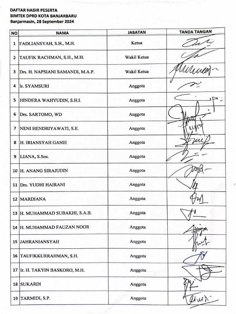 28-30 Daftar Hadir Bimtek September 2024 | PDF