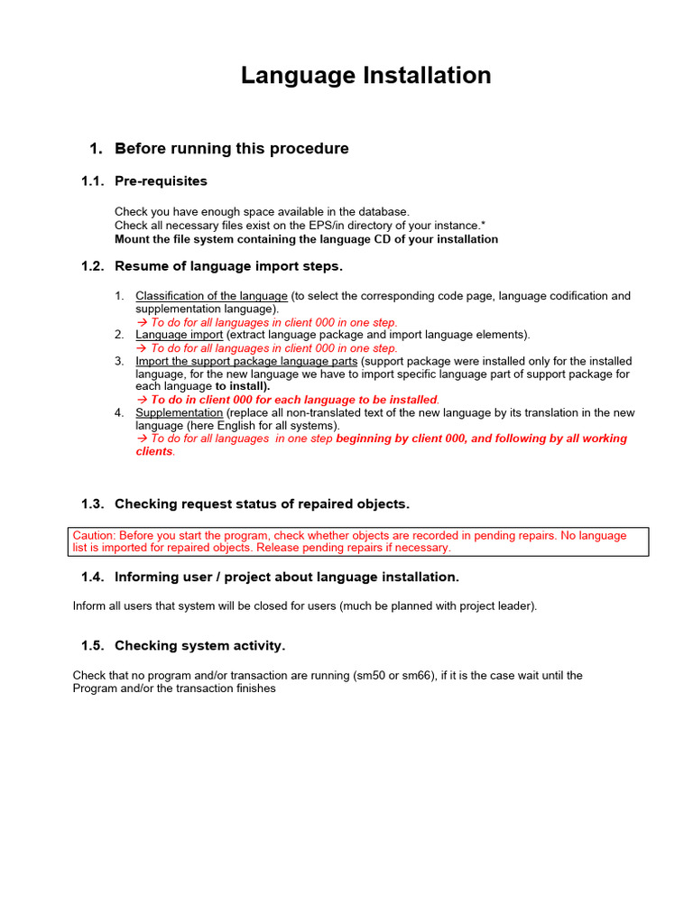 Sap Language Installation | PDF
