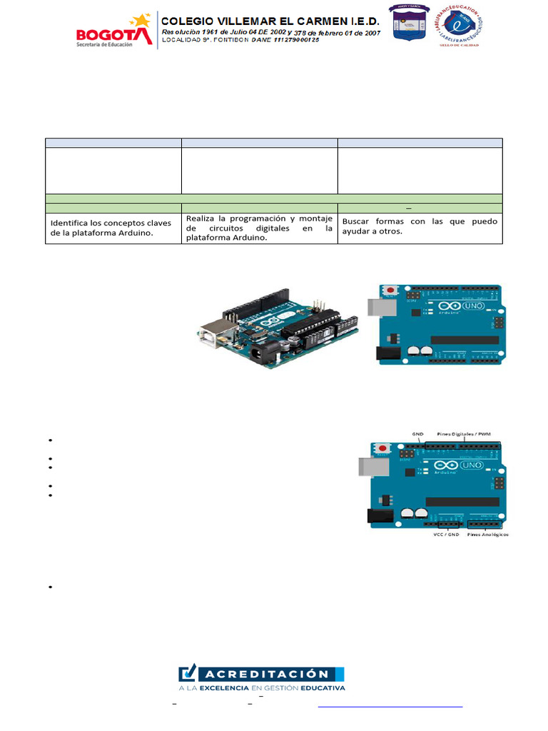 I&T Práctica II - Arduino III - Trimestre 10JM | PDF